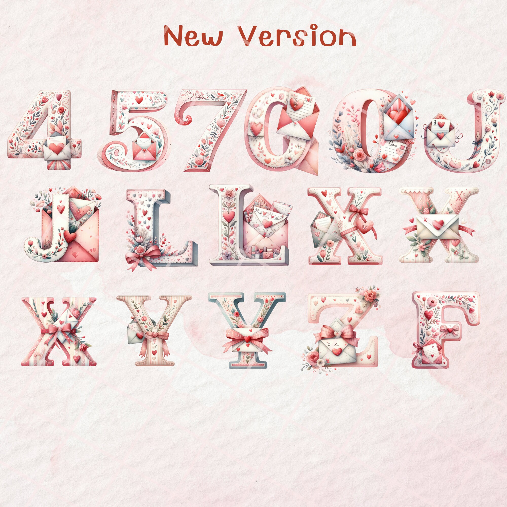 Love Letter Alphabet Clipart, Valentine's Day Alphabet Watercolor ...