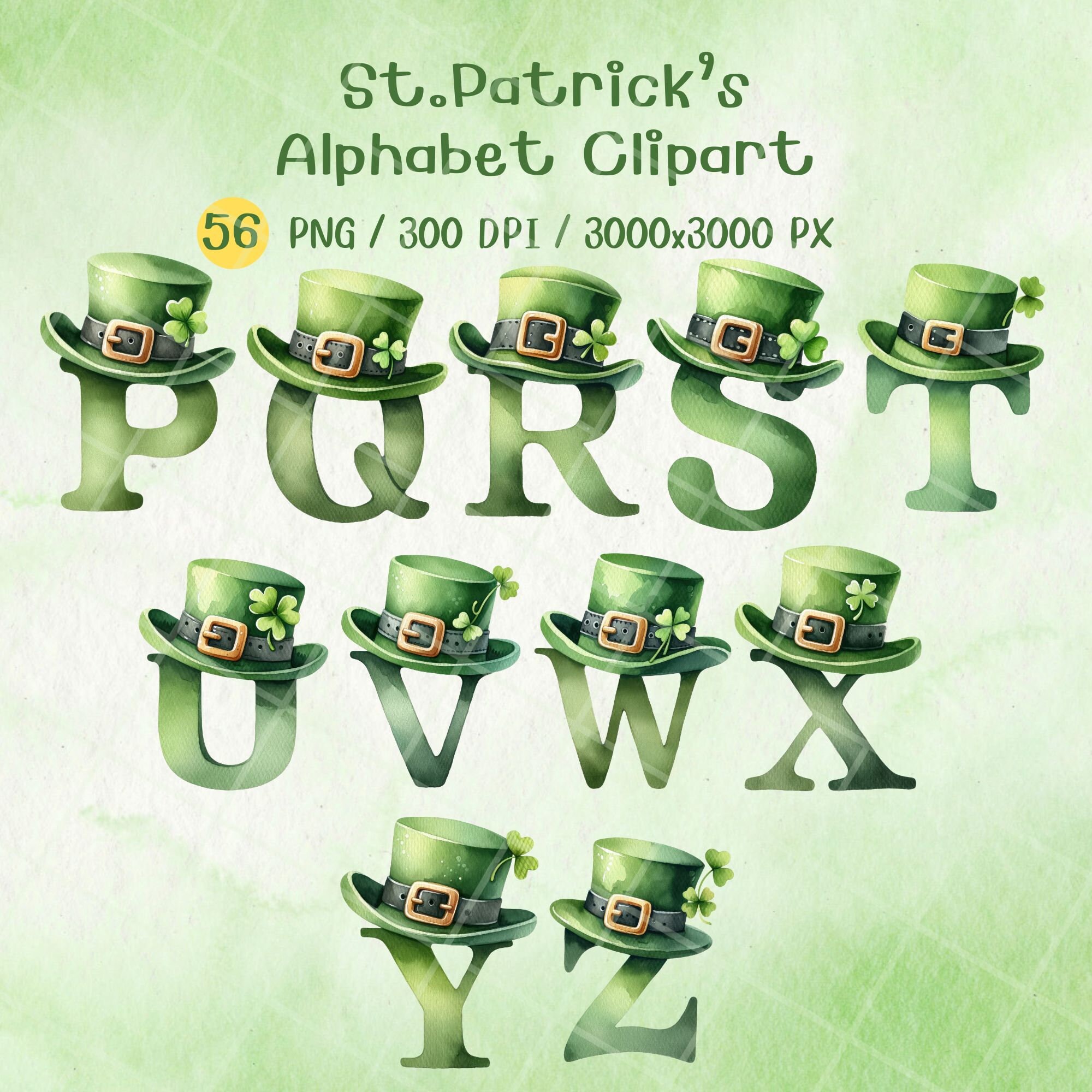 St Patrick Alphabet Clipart PNG Sublimation, Leprechaun Letters Clipart ...