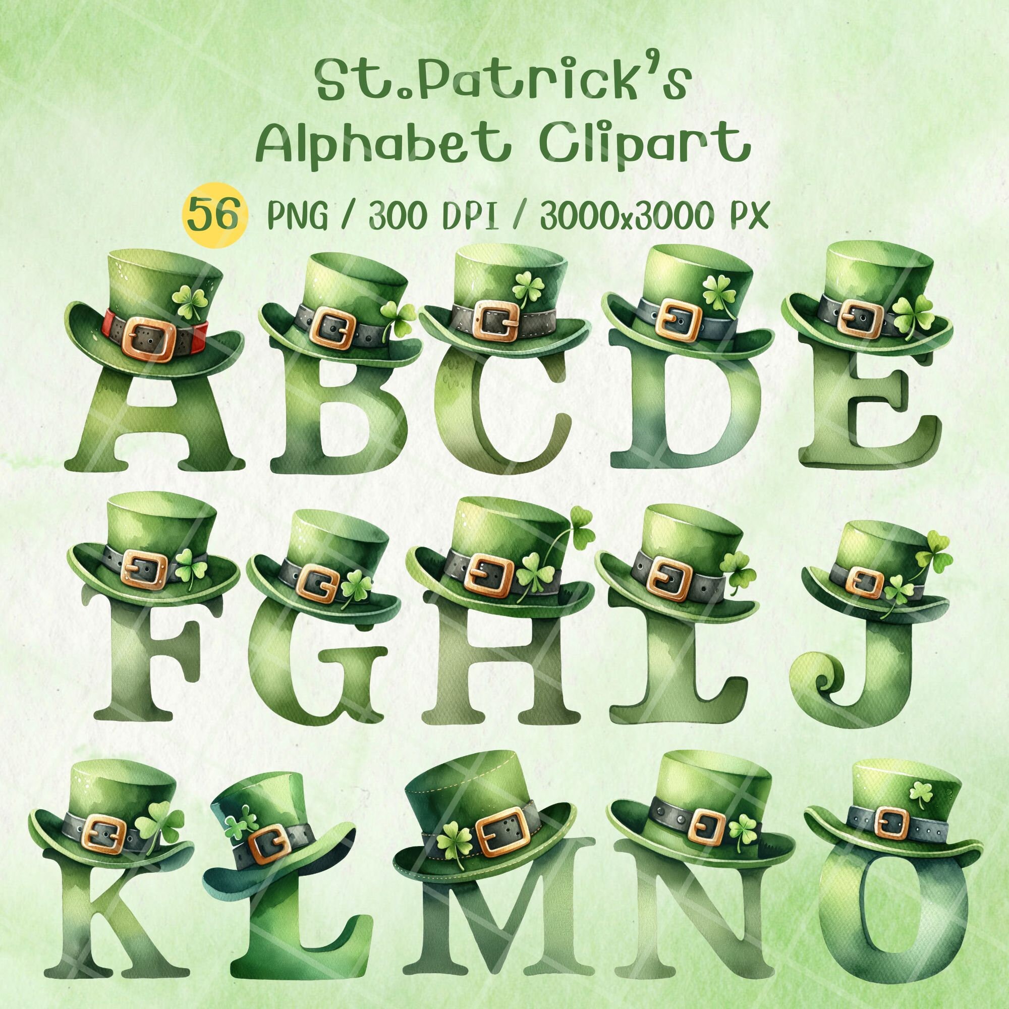 St Patrick Alphabet Clipart PNG Sublimation, Leprechaun Letters Clipart ...