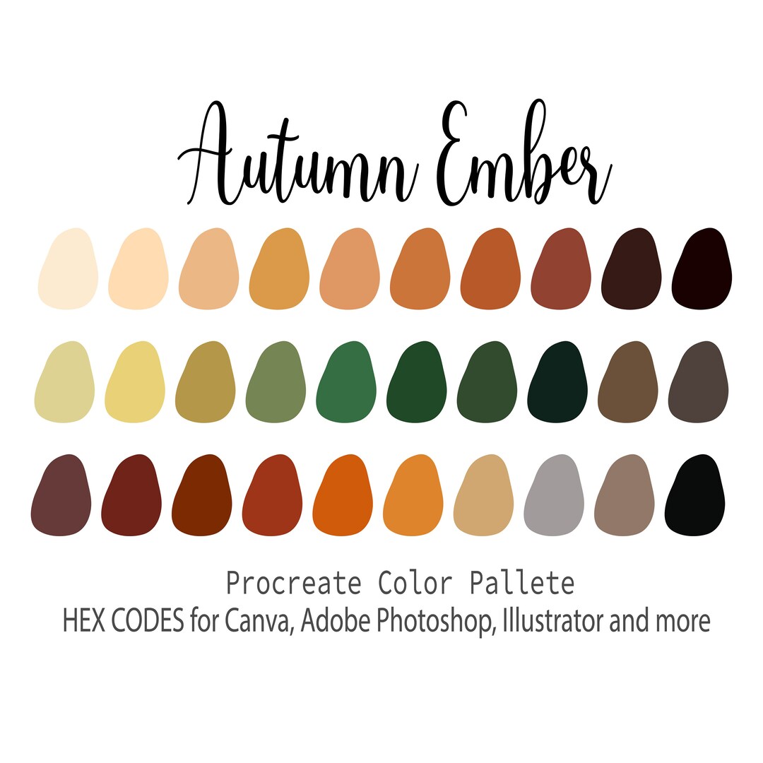 Autumn Ember, Procreate Color Palette, HEX Codes, Procreate Swatches ...