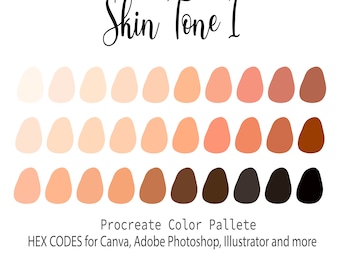 Skin Tone Color Palette & Hex Codes Procreate Digital Art - Etsy