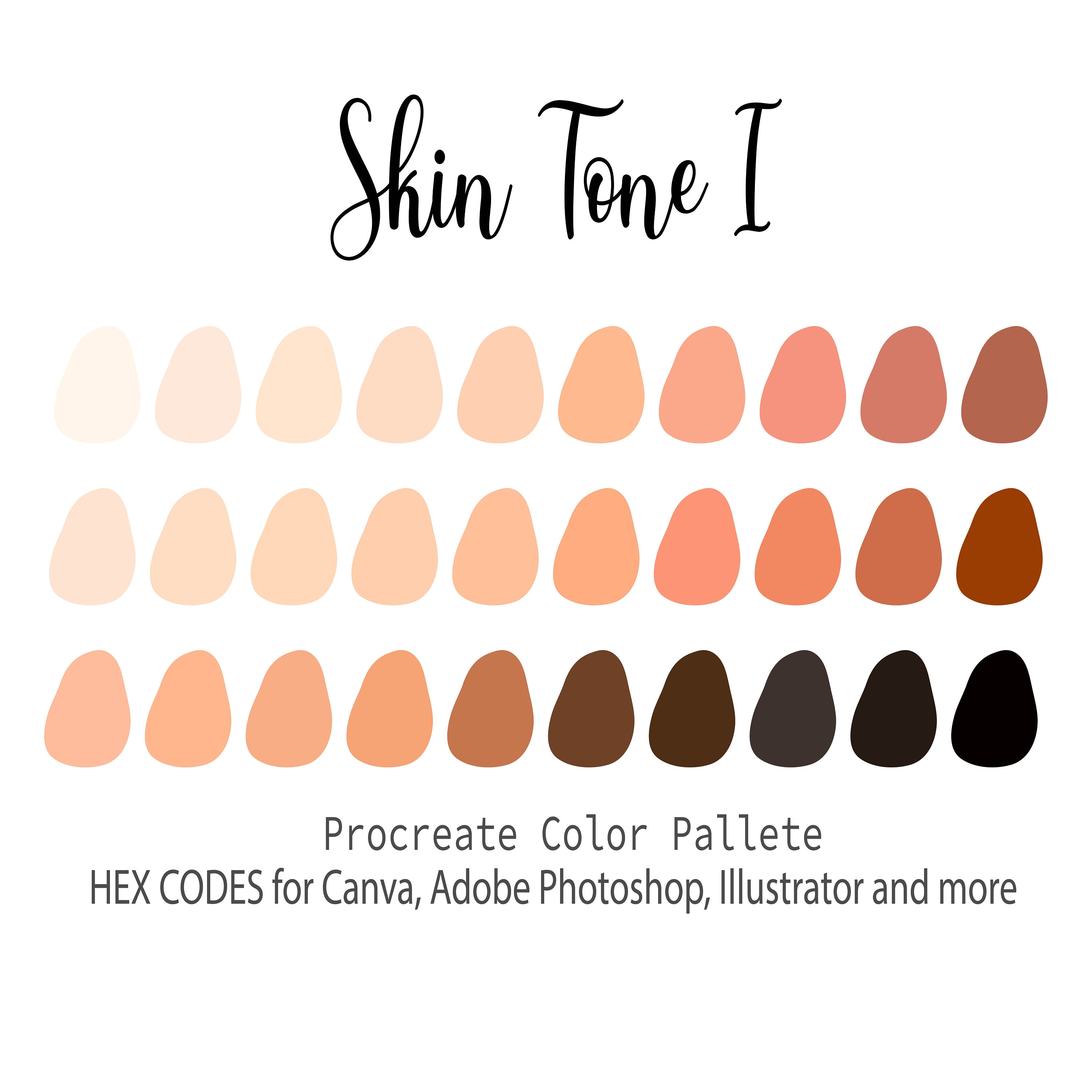 Skin Tone I, Procreate Color Palette, HEX Codes, Procreate Swatches ...