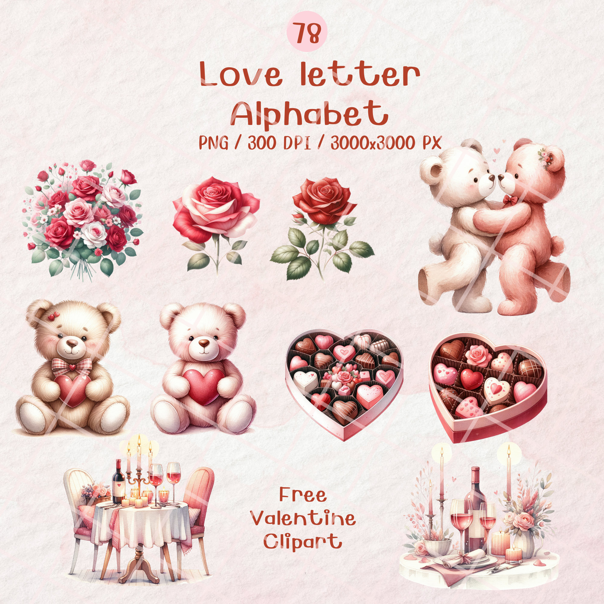 Love Letter Alphabet Clipart, Valentine's Day Alphabet Watercolor ...