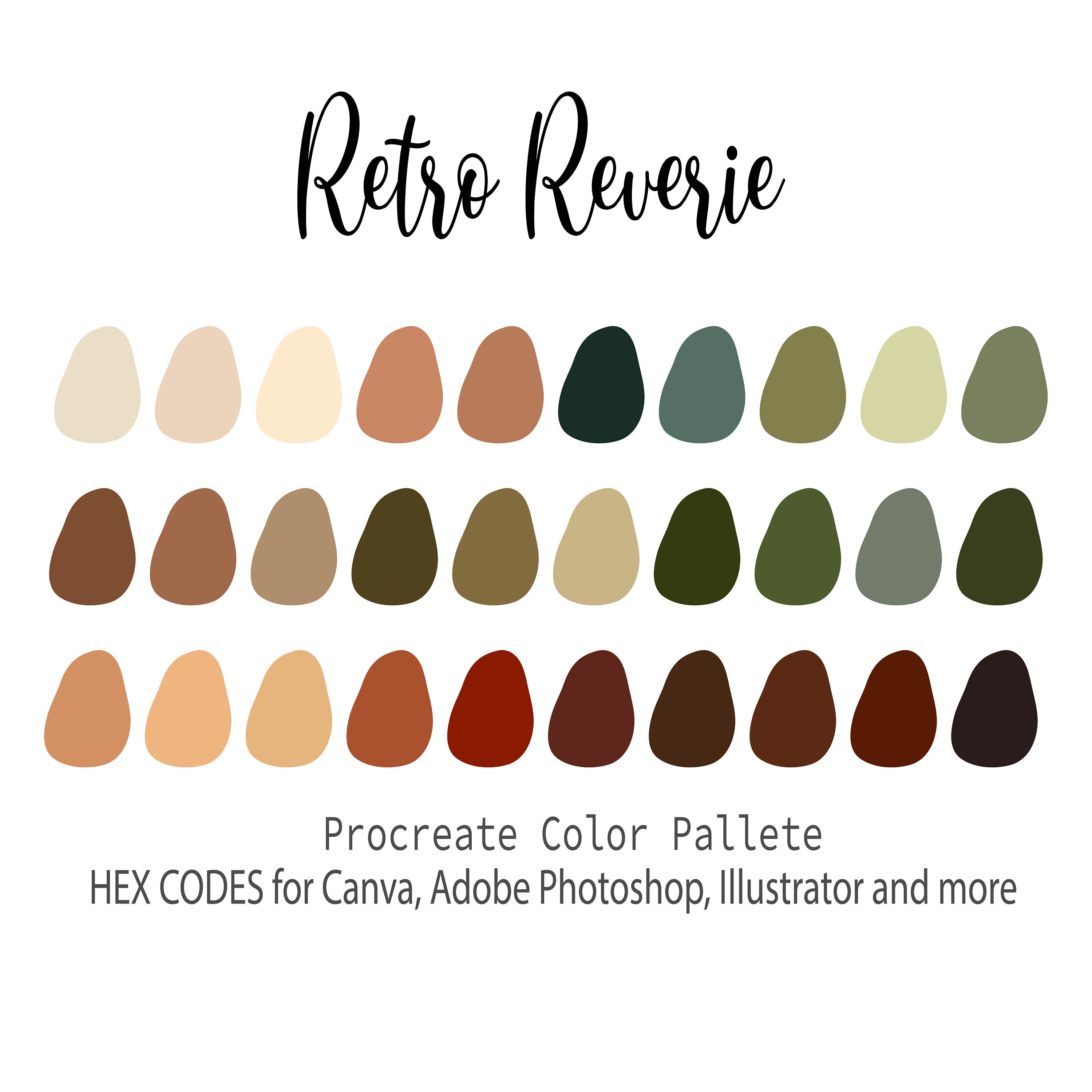 Retro Reverie, Procreate Color Palette, HEX Codes, Procreate Swatches ...