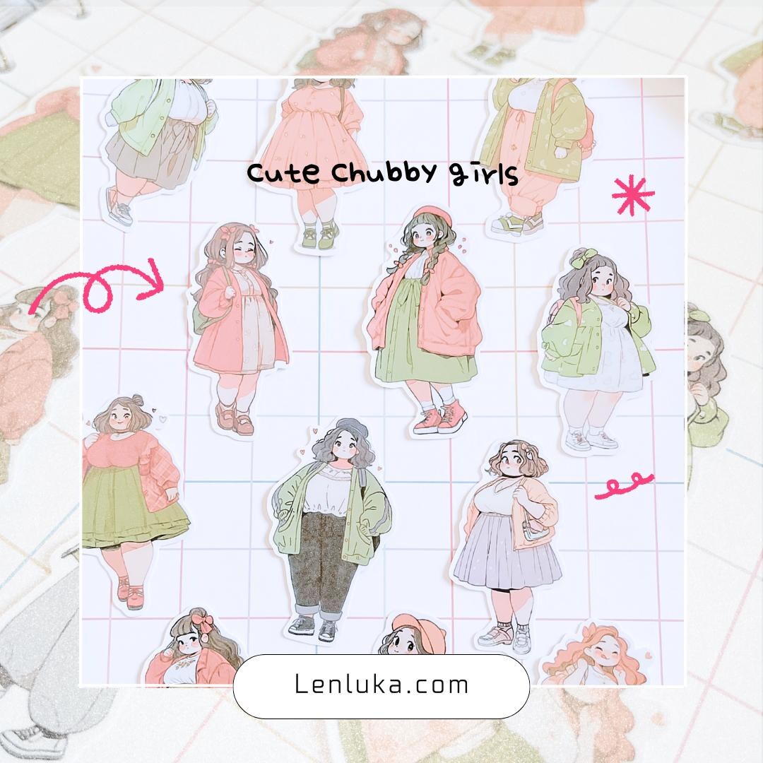 Cute Chubby Girl Matte Sticker L Water Proof Stickers - Etsy
