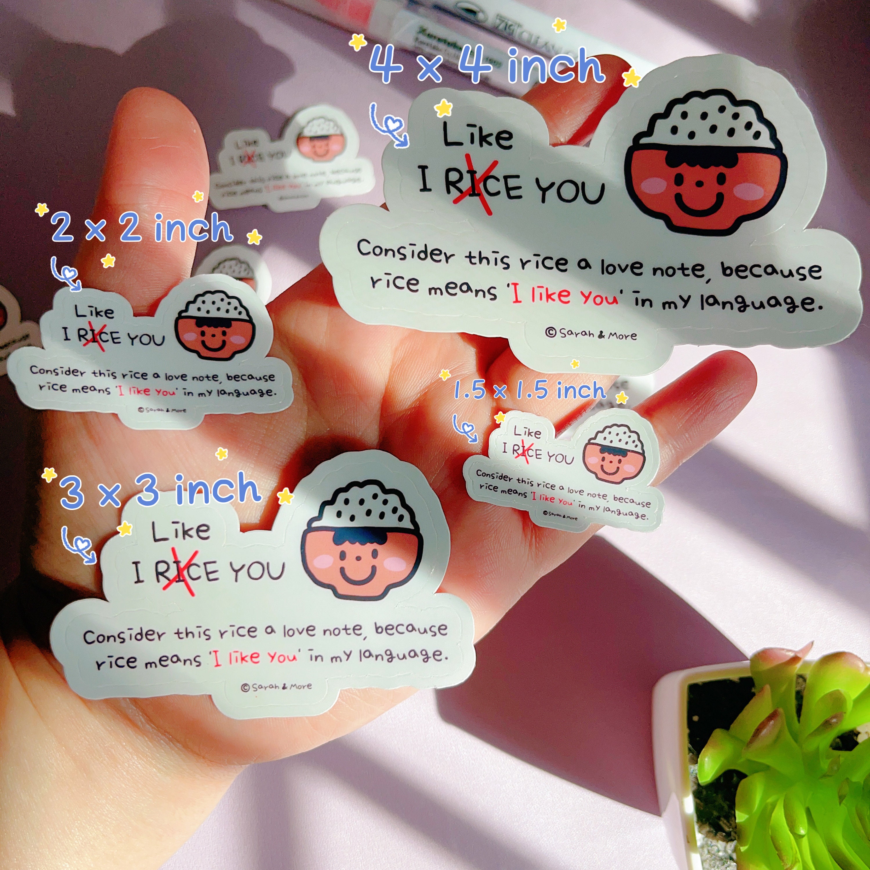 Hand-drawn Rice Sticker L Kawaii Aesthetic Stickers L Cute Vinyl ...