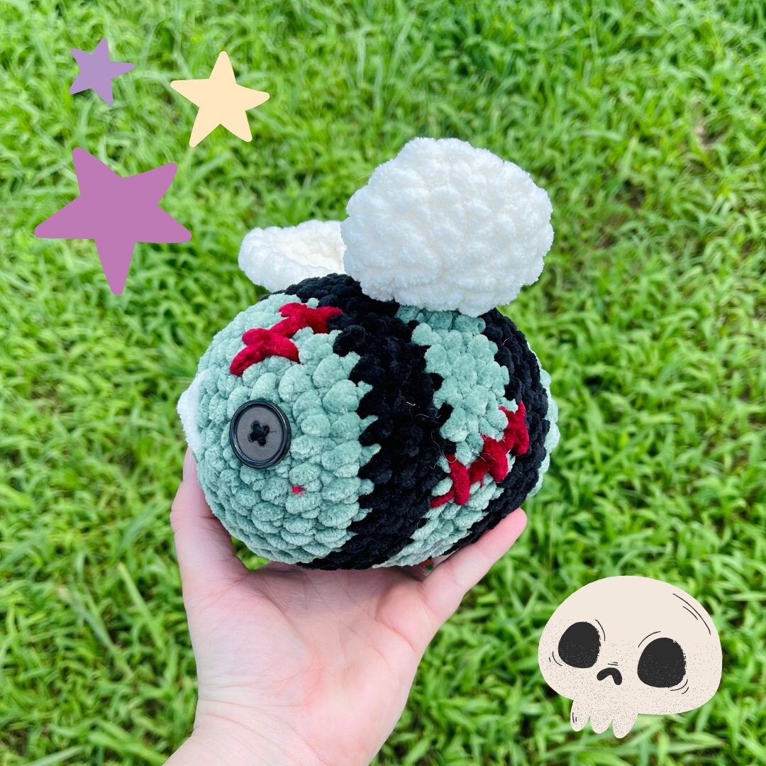 ZANE the Zom-bee, Crochet Plushie, Finished Amigurumi, Handmade Plushie ...