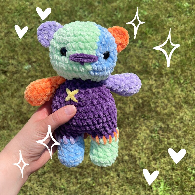 SCOOBY the Patchwork Bear, Crochet Plushie, Finished Amigurumi ...