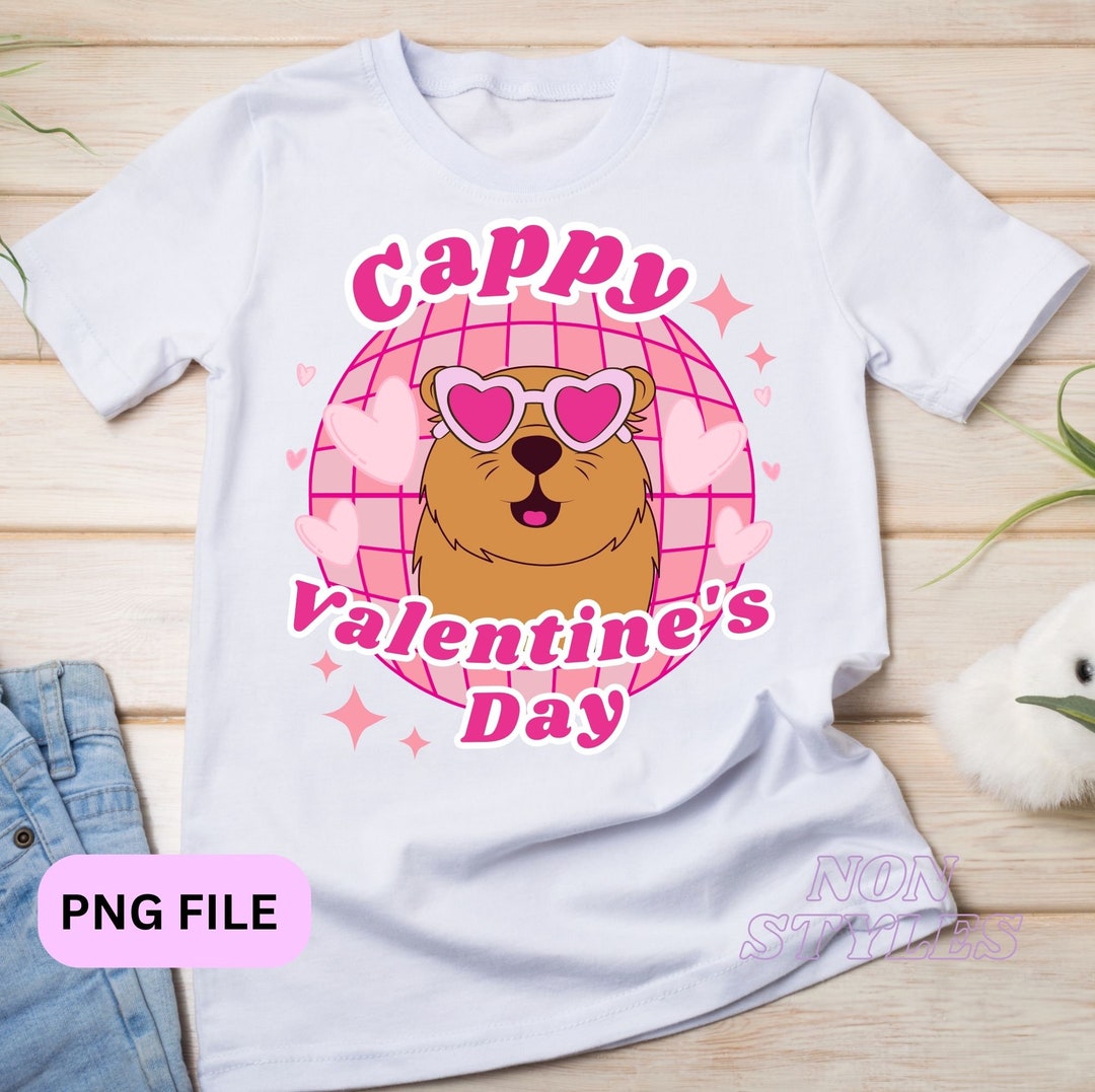 Cappy Valentine PNG Sublimation, Valentine's Day PNG, Capybara PNG ...