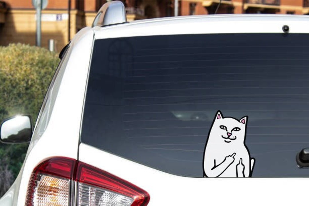 2x Cat Middle Finger Stickers, Funny Sticker, Graphics Decals Laminated ...