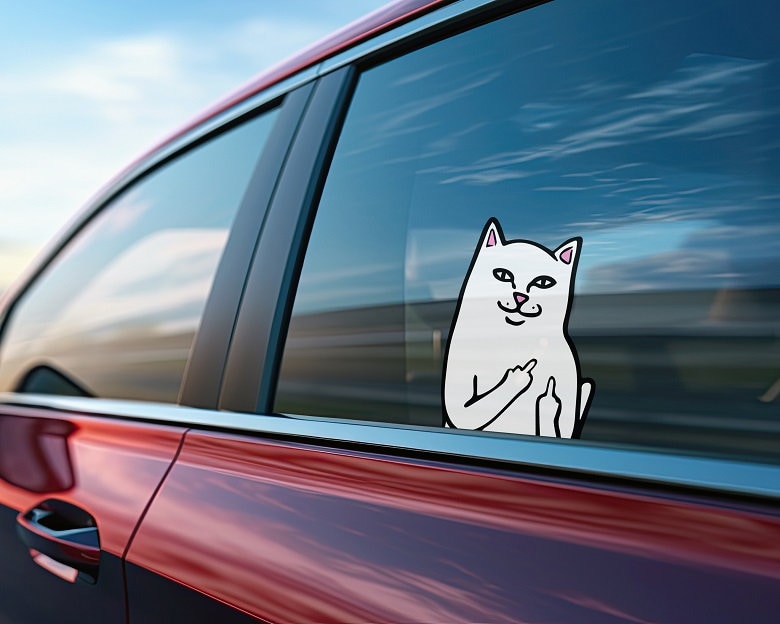 2x Cat Middle Finger Stickers, Funny Sticker, Graphics Decals Laminated ...