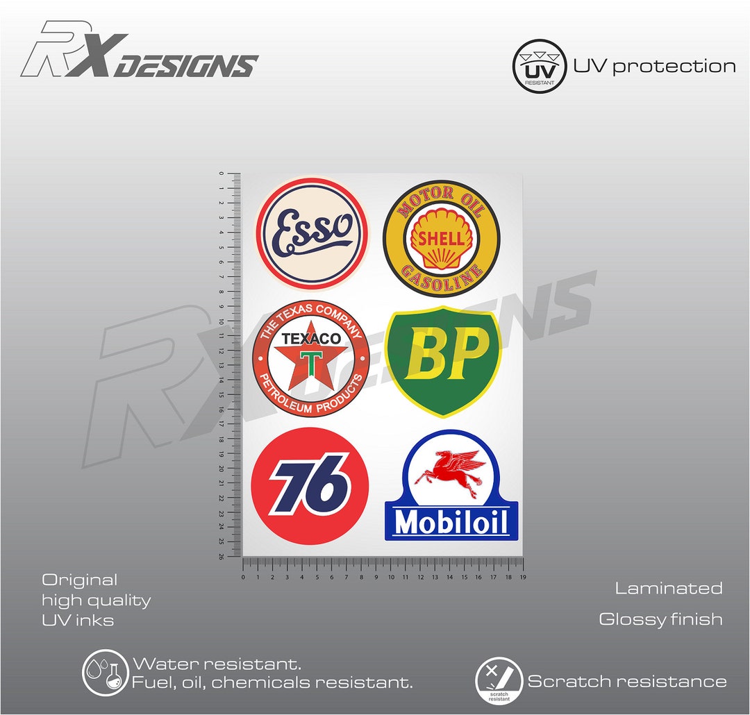 Motor Oil Stickers Set Retro Motor Oil Decals, Car, PC, Laptop Stickers ...