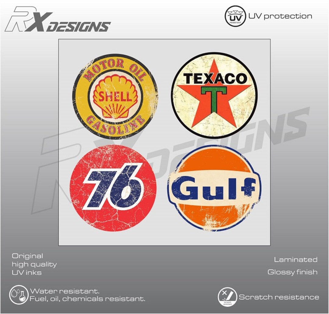 4x Oil Sticker Set Retro Motor Oil Decals, Car, PC, Laptop Stickers ...