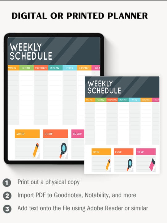 Weekly Schedule for Kids Printable Homeschool Weekly - Etsy