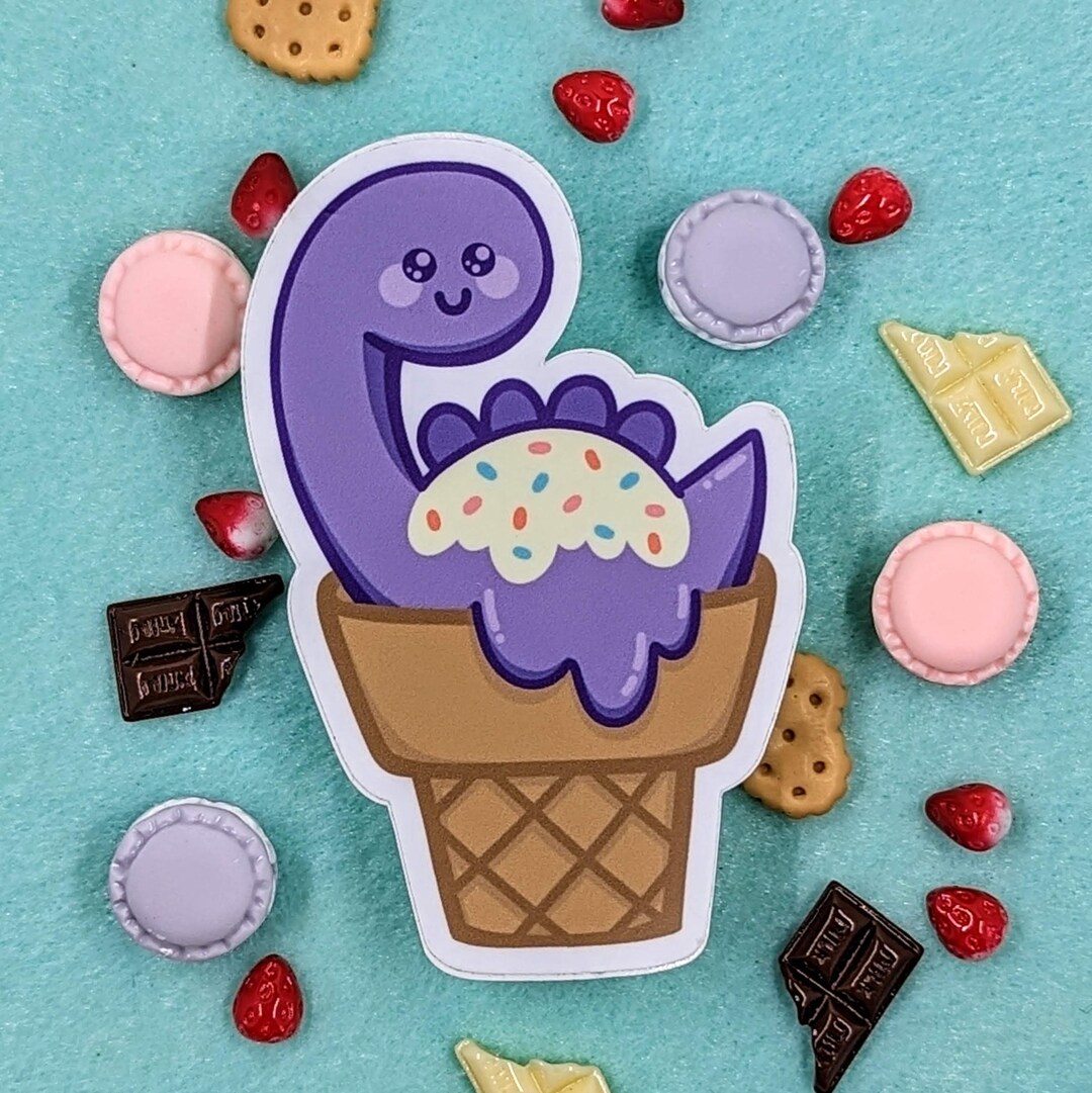 Dinosaur Ice Cream Vinyl Sticker - Etsy