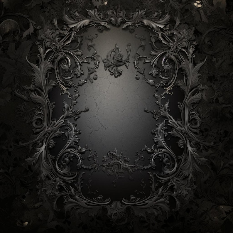 Vintage Gothic Elegant Black Background Invitations and Clipart Use ...
