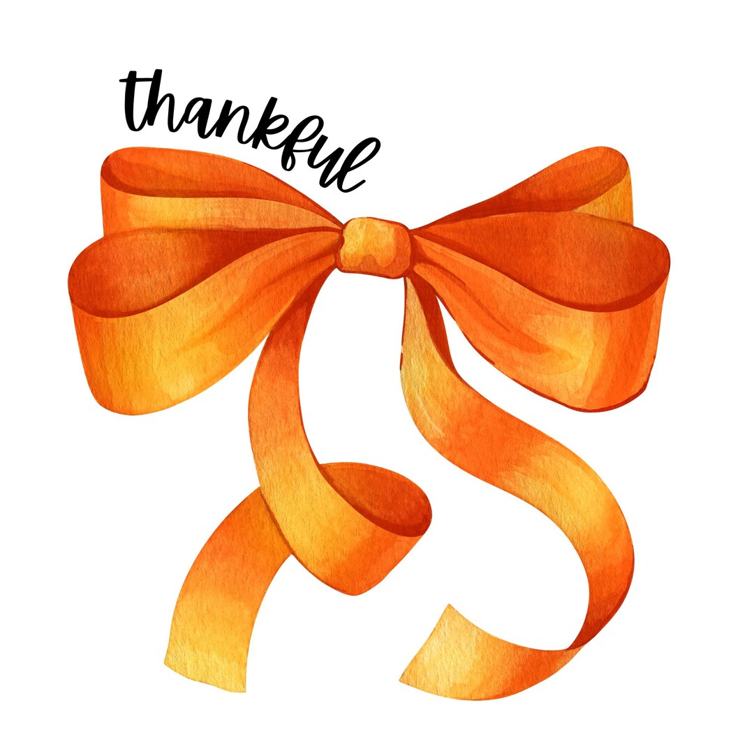 Thankful Orange Bow PNG File, Instant Digital Download, Thanksgiving ...