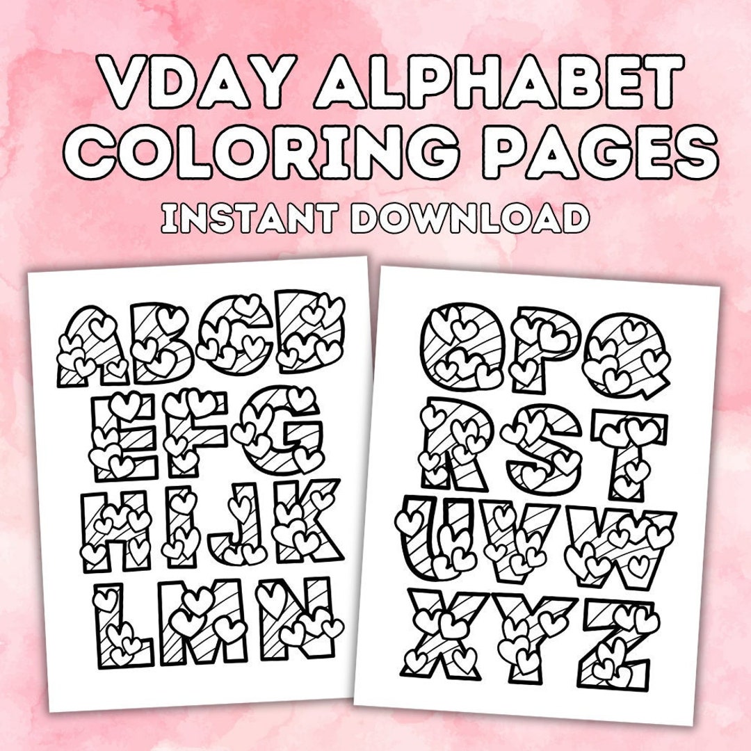 Vday Alphabet Coloring Book, Valentines ABC Pages, Instant Download ...