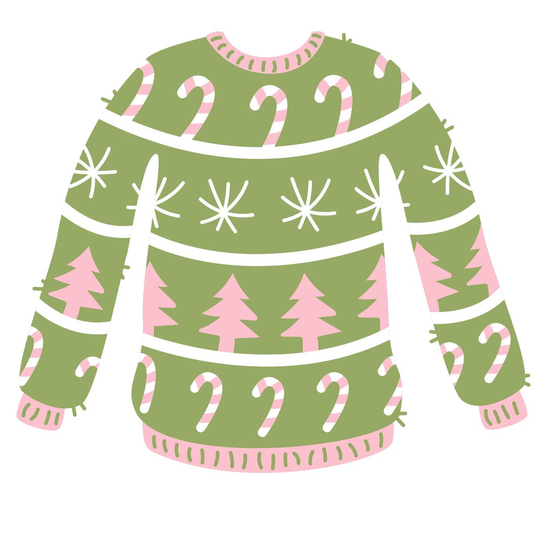 Christmas Sweater PNG File, Instant Digital Download, Red Pink Green ...