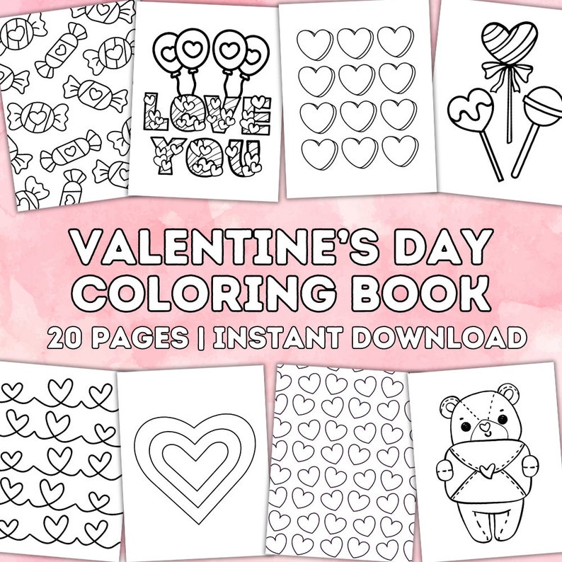 Valentine's Day Coloring Pages | Instant Download | Valentine's Day ...