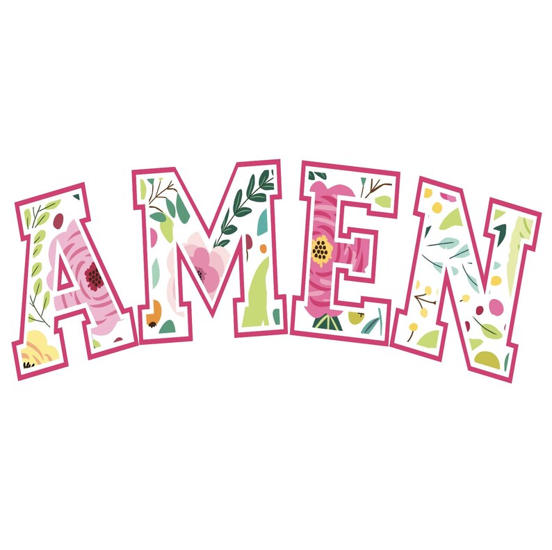 AMEN With Pink Flowers PNG File, Instant Digital Download, Jesus Christ ...