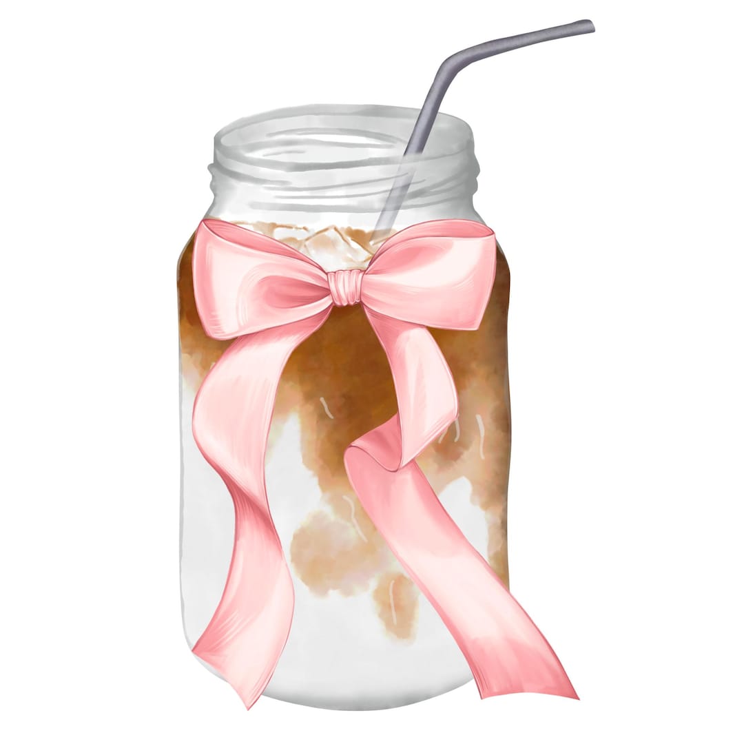 Iced Coffee Pink Bow PNG File, Instant Digital Download, Coquette Bow ...