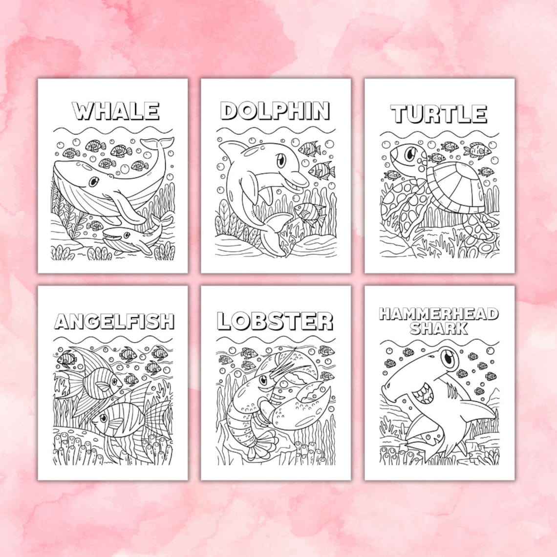 Ocean Animals Coloring Book, Instant Download, Kids Activity, Easy ...