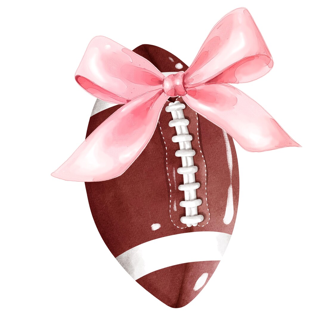 Football With Pink Bow PNG File, Instant Digital Download, Coquette Bow ...