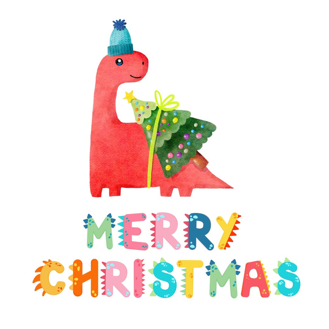 Dinosaur Merry Christmas Tree PNG File, Instant Digital Download ...