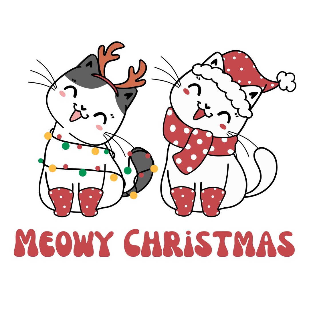 Meowy Christmas Cute Cat PNG File, Instant Digital Download, Kitty ...