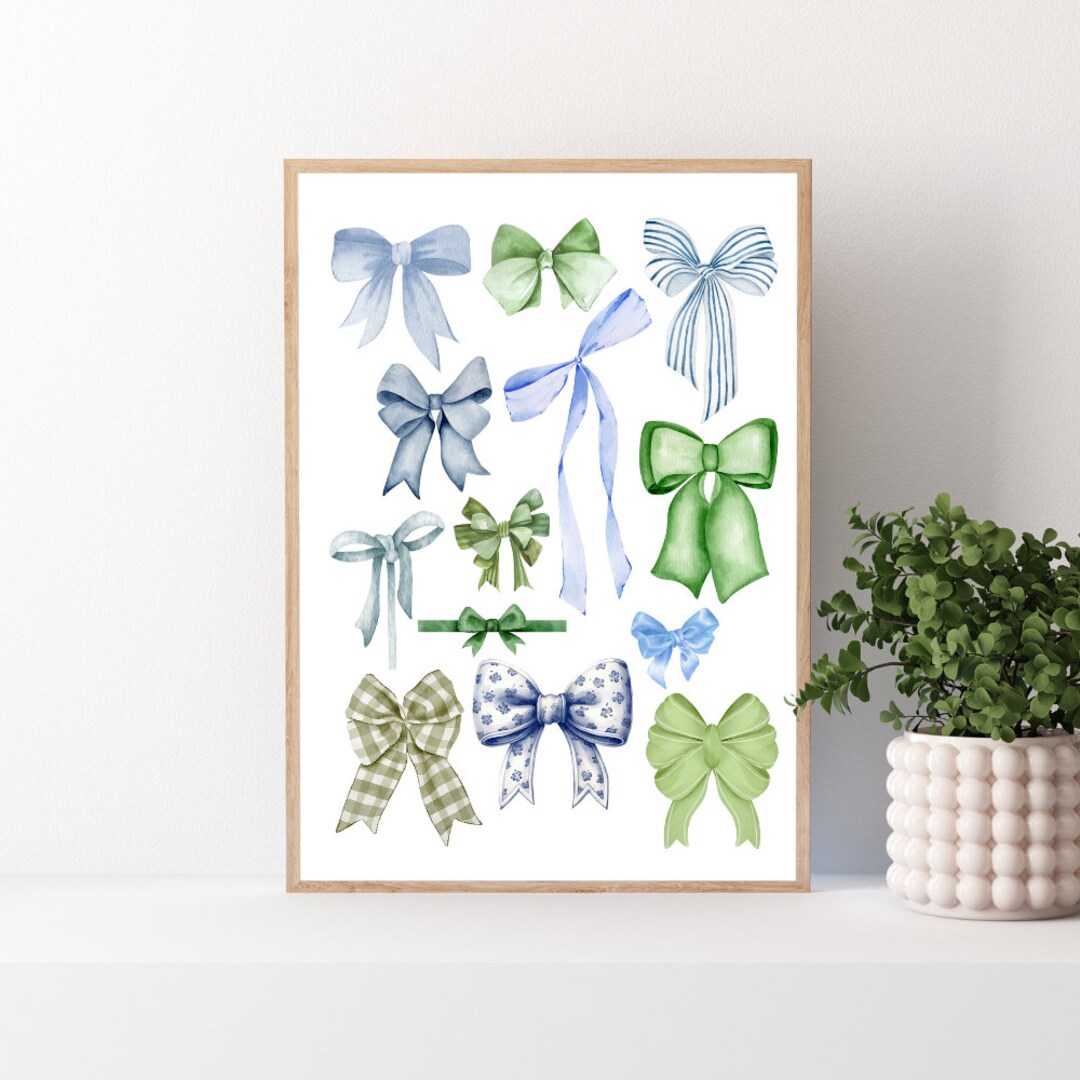 Blue & Green Bow Print, Preppy Nursery Decor (digital Download) - Etsy