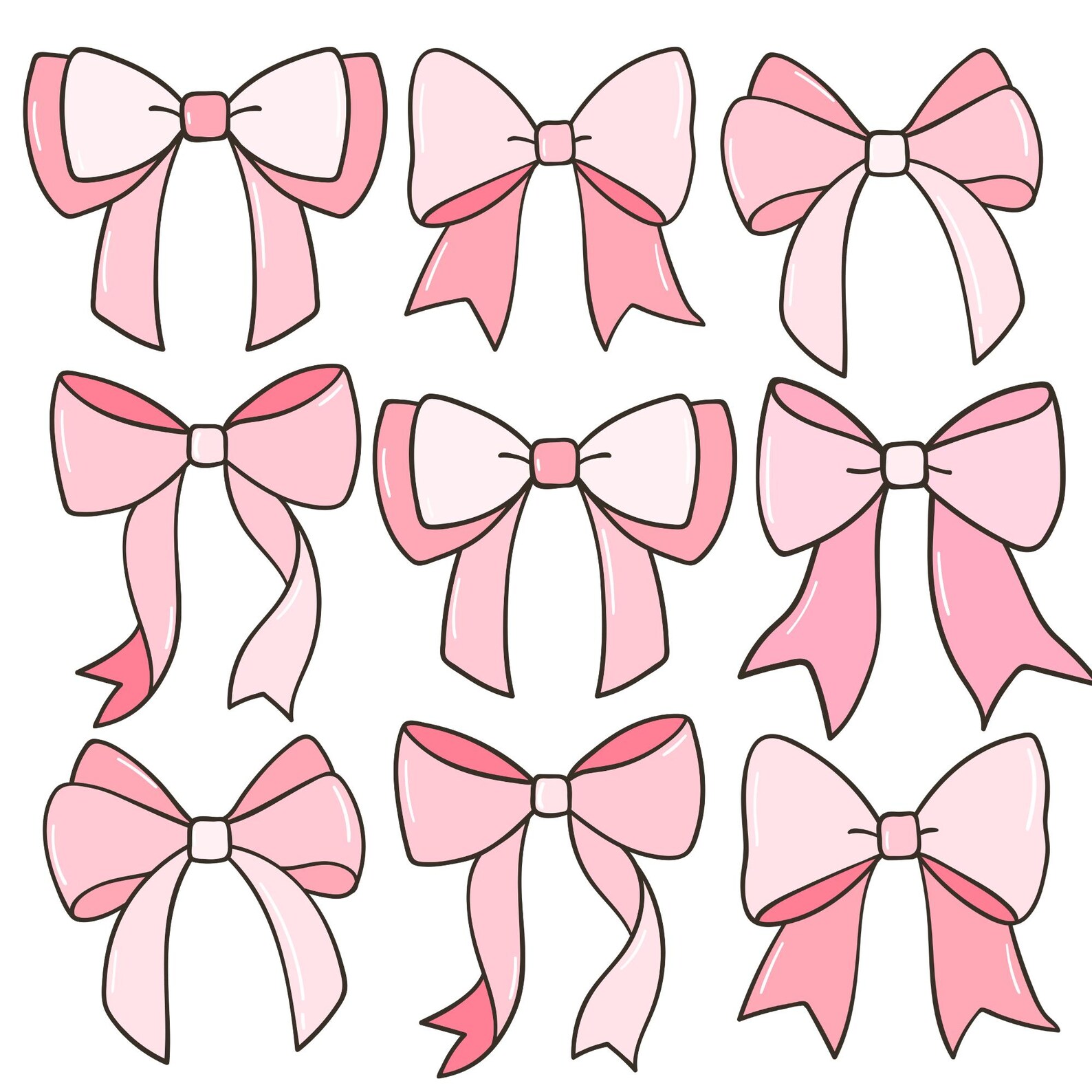 Pink Bows PNG File, Instant Digital Download, Coquette Bow, Girly Shirt ...
