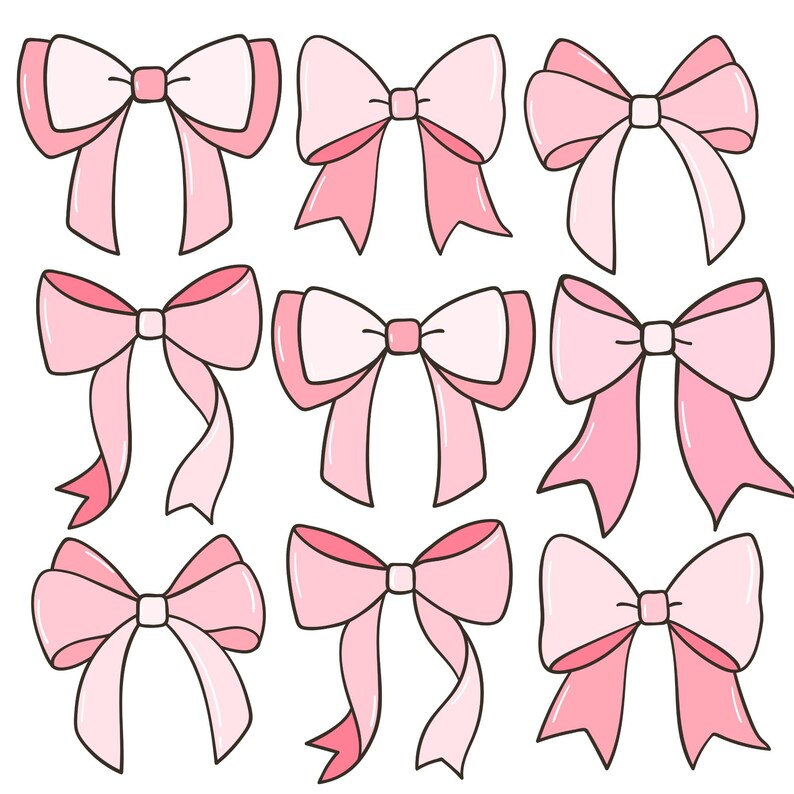 Pink Bows PNG File, Instant Digital Download, Coquette Bow, Girly Shirt ...