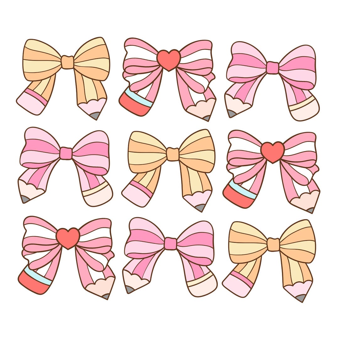 Bow Pencil Teacher Design PNG File, Instant Digital Download, Cute ...