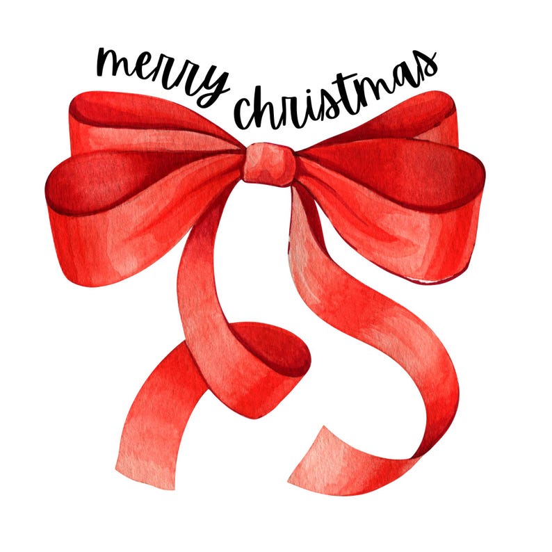 Merry Christmas Red Bow PNG File, Instant Digital Download, Trendy ...