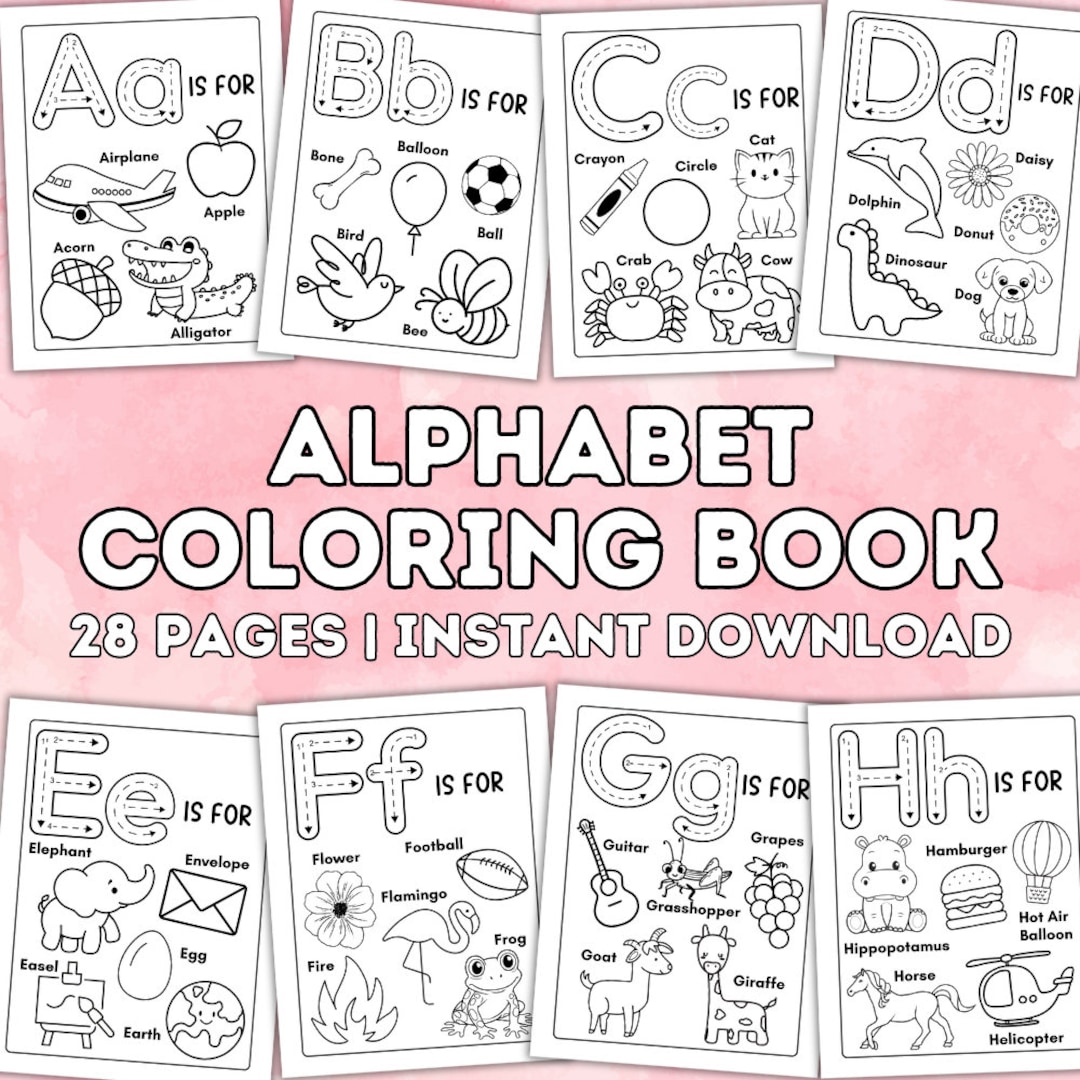 Alphabet Coloring Book, Letter Tracing, Instant Download, Kids Activity ...