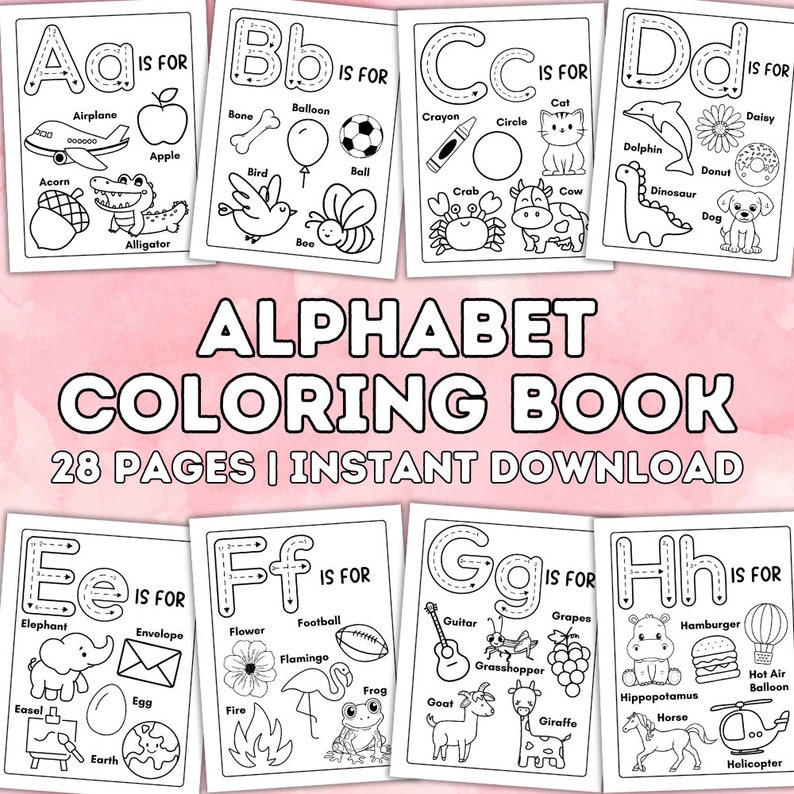 Alphabet Coloring Book, Letter Tracing, Instant Download, Kids Activity ...