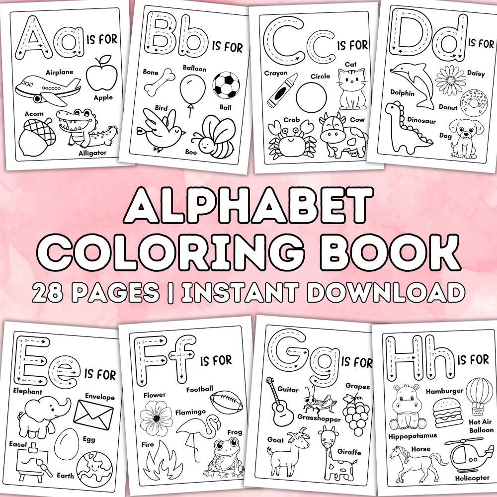 Alphabet Coloring Book, Letter Tracing, Instant Download, Kids Activity ...