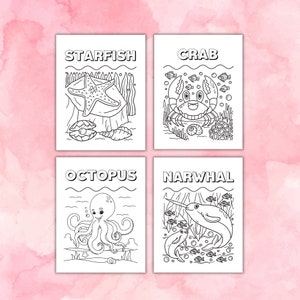 Ocean Animals Coloring Book, Instant Download, Kids Activity, Easy ...