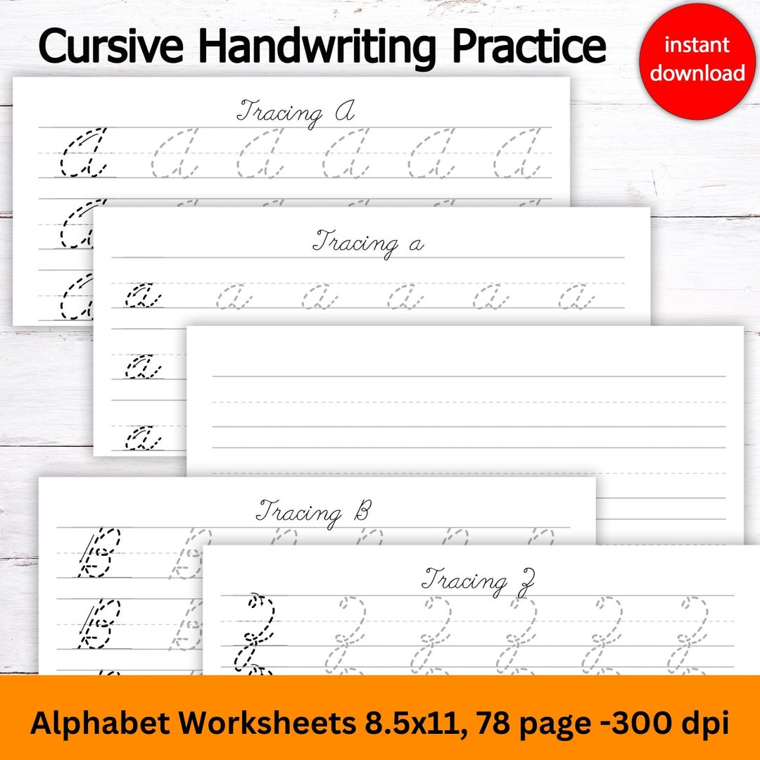 Cursive Handwriting Practice Uppercase and Lowercase Letter Tracing ...