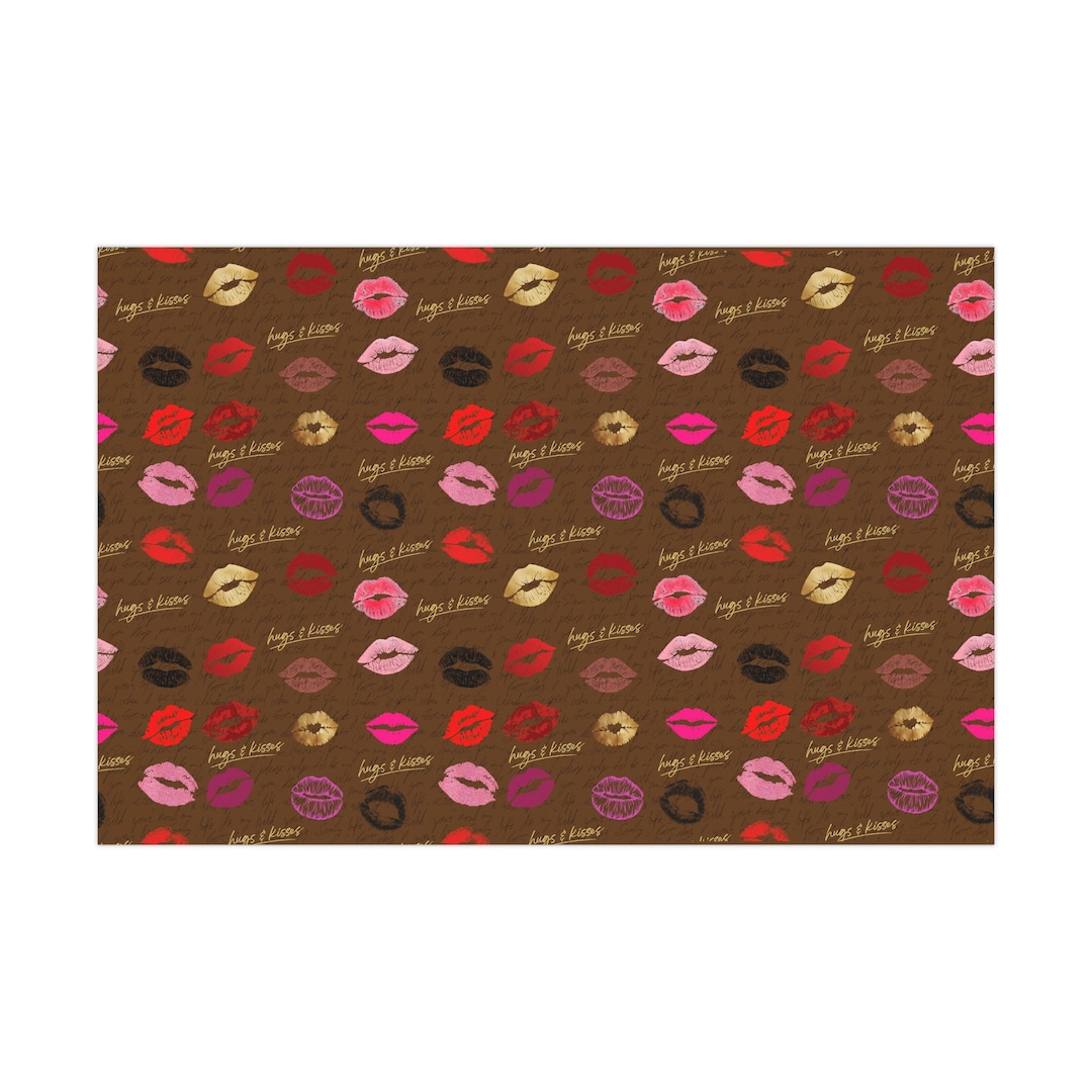 Romantic Kiss Lipstick Wrapping Paper, Gift Wrap Papers, Valentines ...