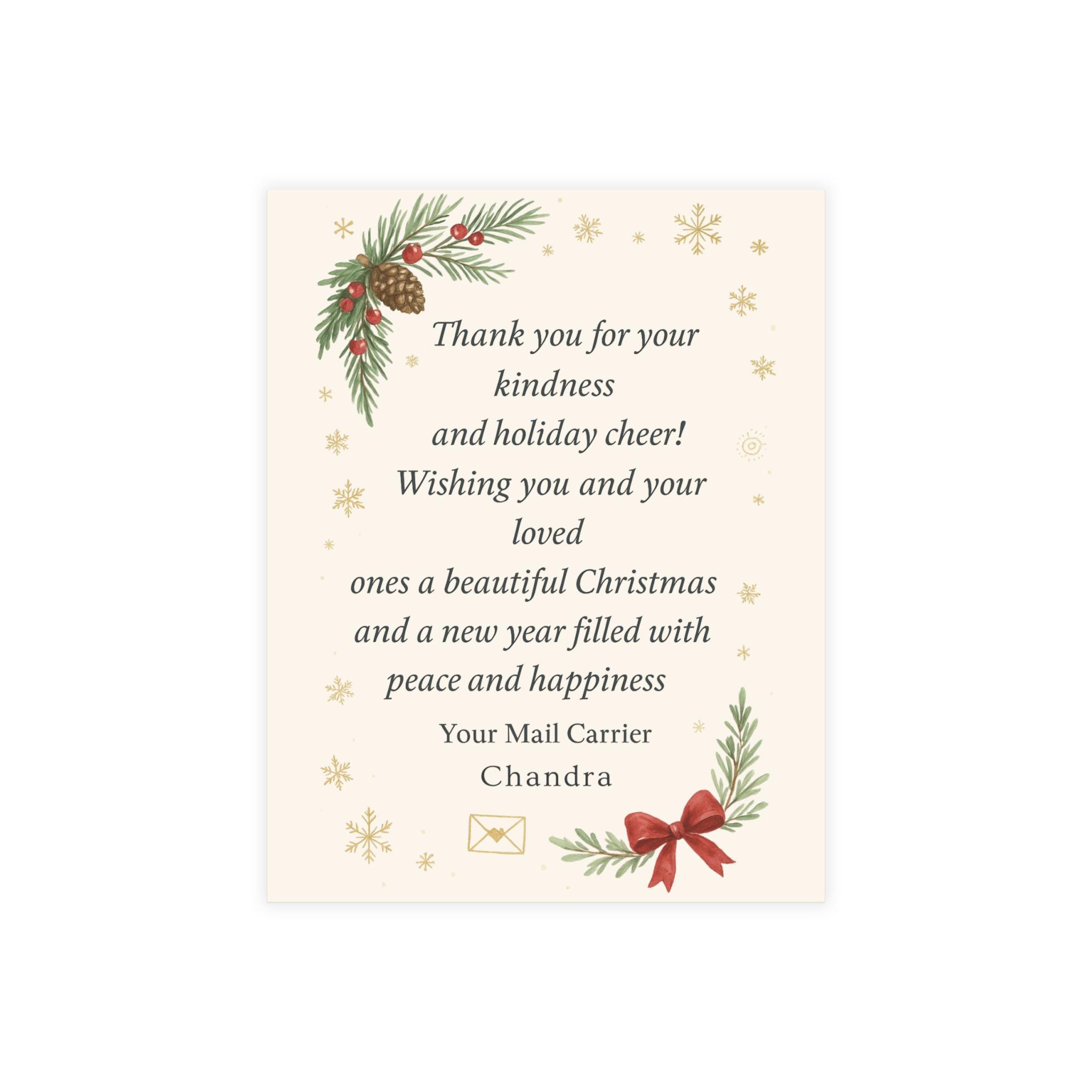 Christmas Postcard Bundle, Personalized Mail Carrier Thank You Cards ...