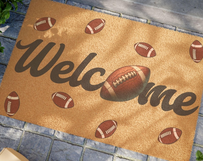 Welcome Football Doormat, Welcome Mat, Football Doormat, Fall Doormat ...
