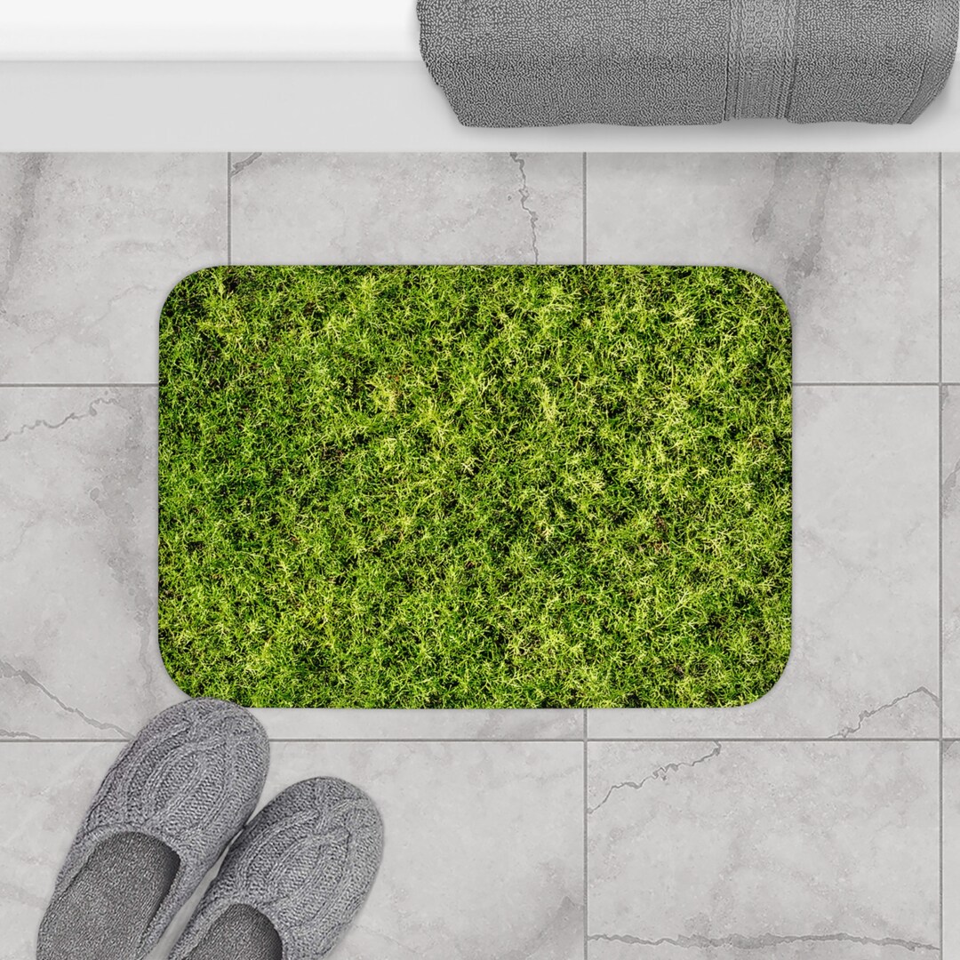 Fluffy Moss Design Bath Mat: Green Nature Decor - Etsy