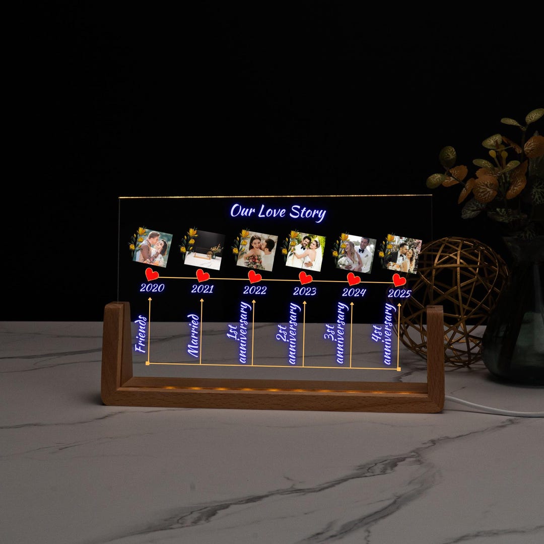 Custom Acrylic LED Light Stand for Couples - Romantic Personalized ...