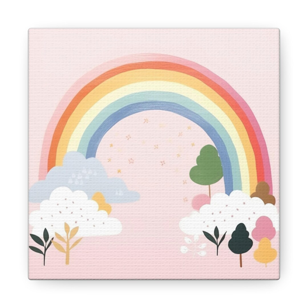Whimsical Rainbow Nursery Canvas Kids Room Wall Art Rainbow Wall Art ...