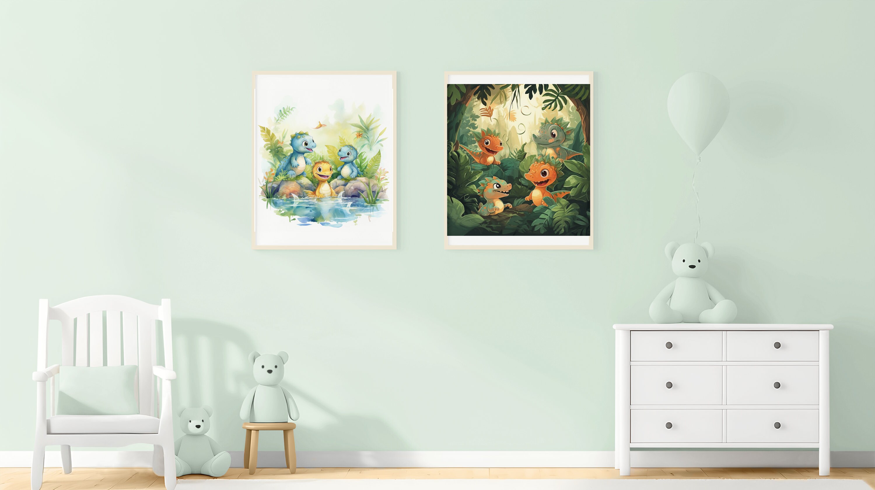 Dinosaur Nursery Prints Instant Download for Kids Room Whimsical Art ...