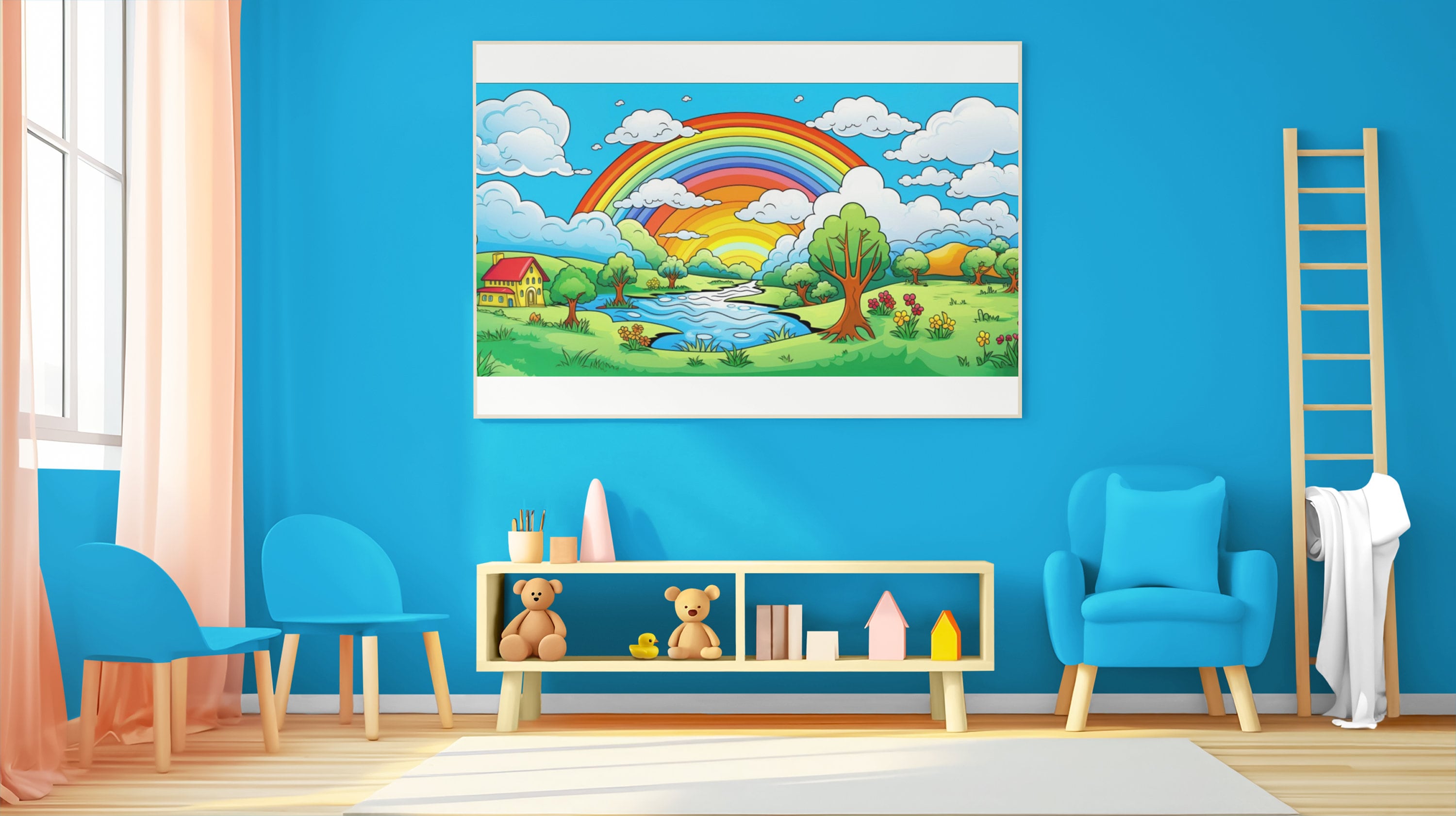 Whimsical Rainbow Nursery Canvas Kids Room Wall Art Rainbow Wall Art ...
