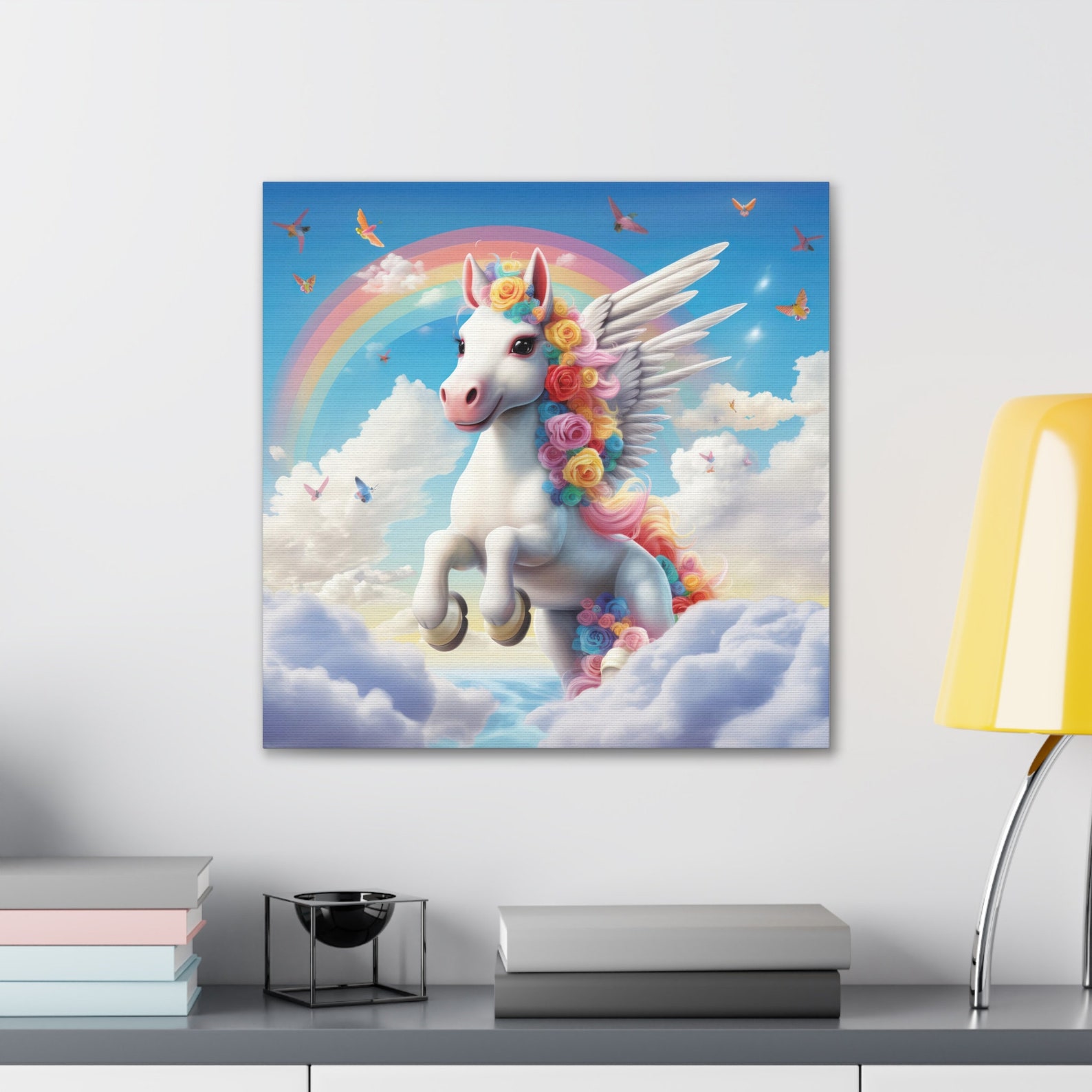 Rainbow Unicorn Canvas Unicorn Kids Room Art Nursery Unicorn Print ...
