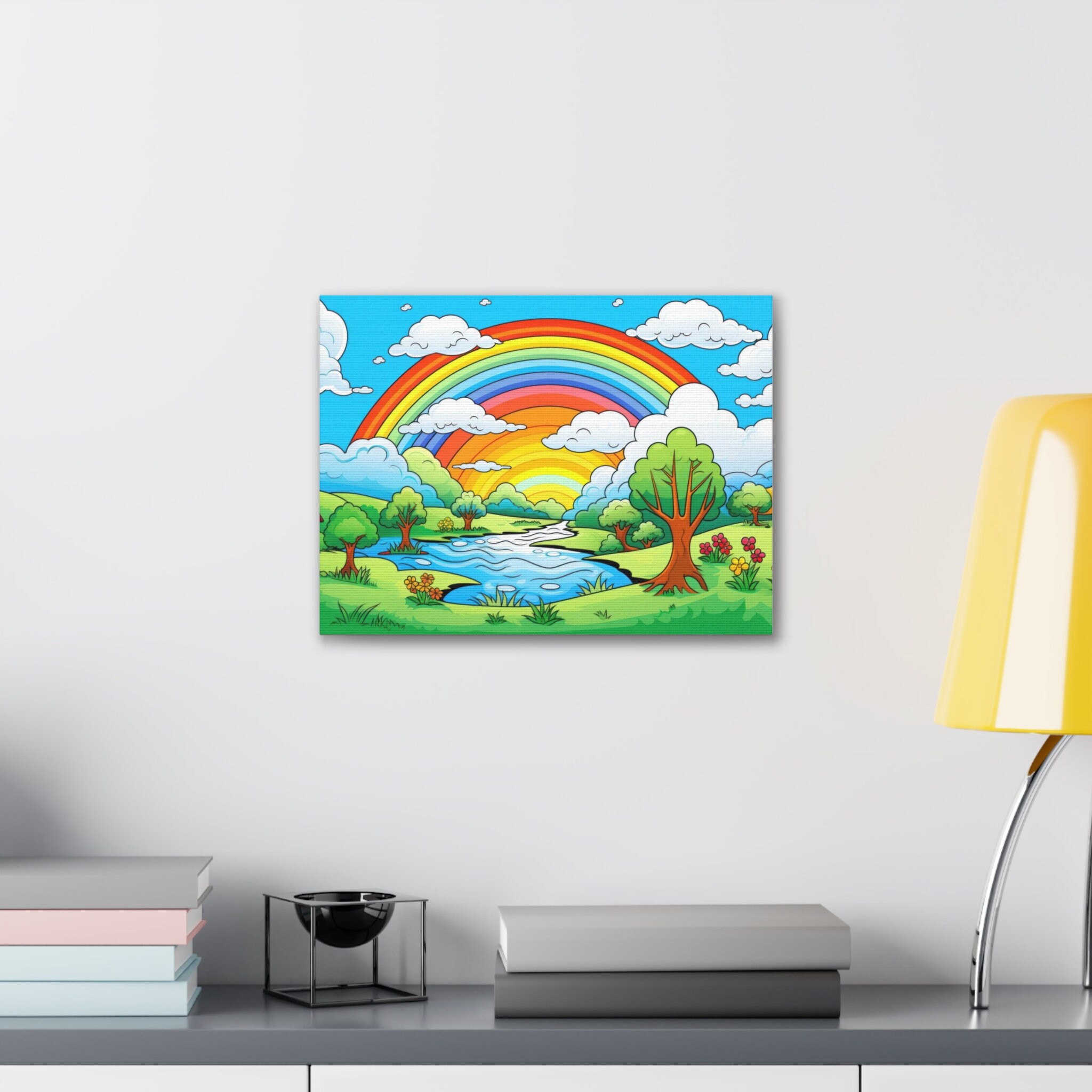Whimsical Rainbow Nursery Canvas Kids Room Wall Art Rainbow Wall Art ...
